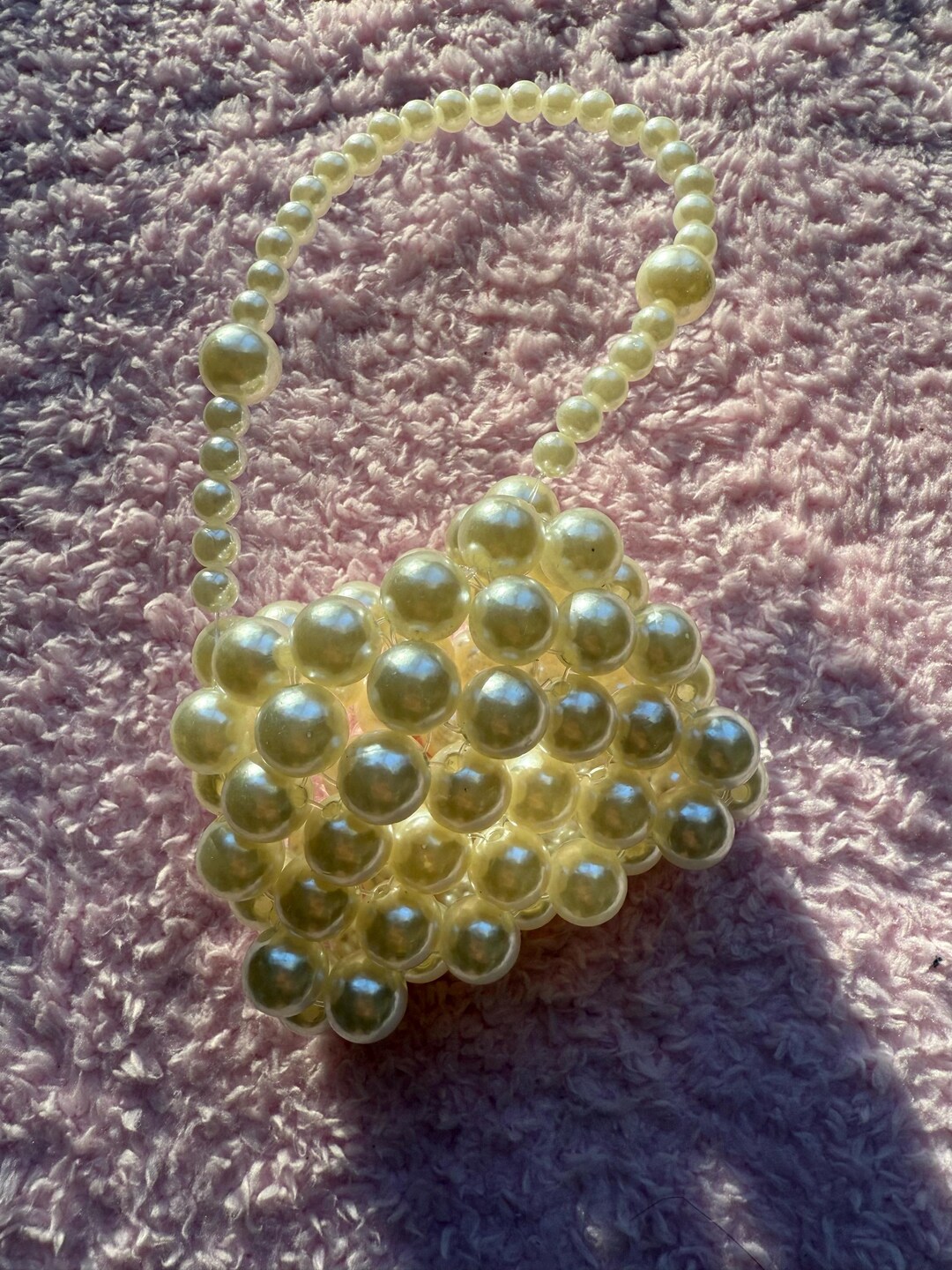 Cute Handwoven Pearl Mini Bags for Girls/handmade Faux Pearl Beaded ...