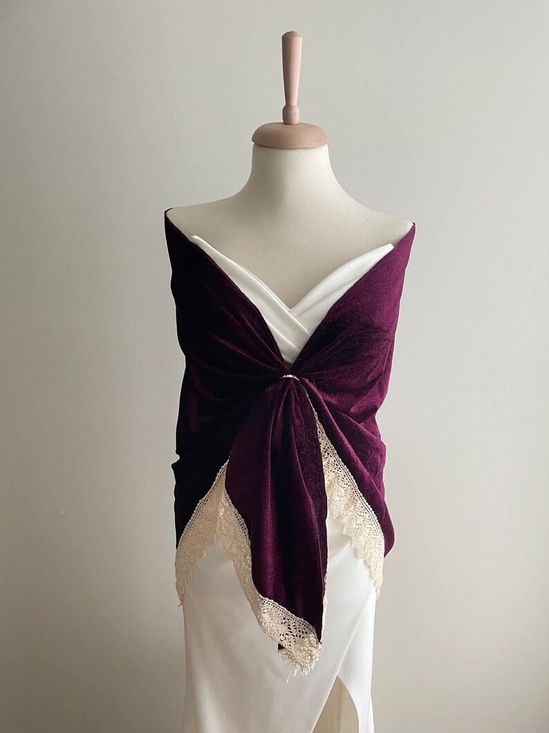 Plum Fringe Velvet Shawl Boho Wedding Shawl Bohemian Bridal - Etsy
