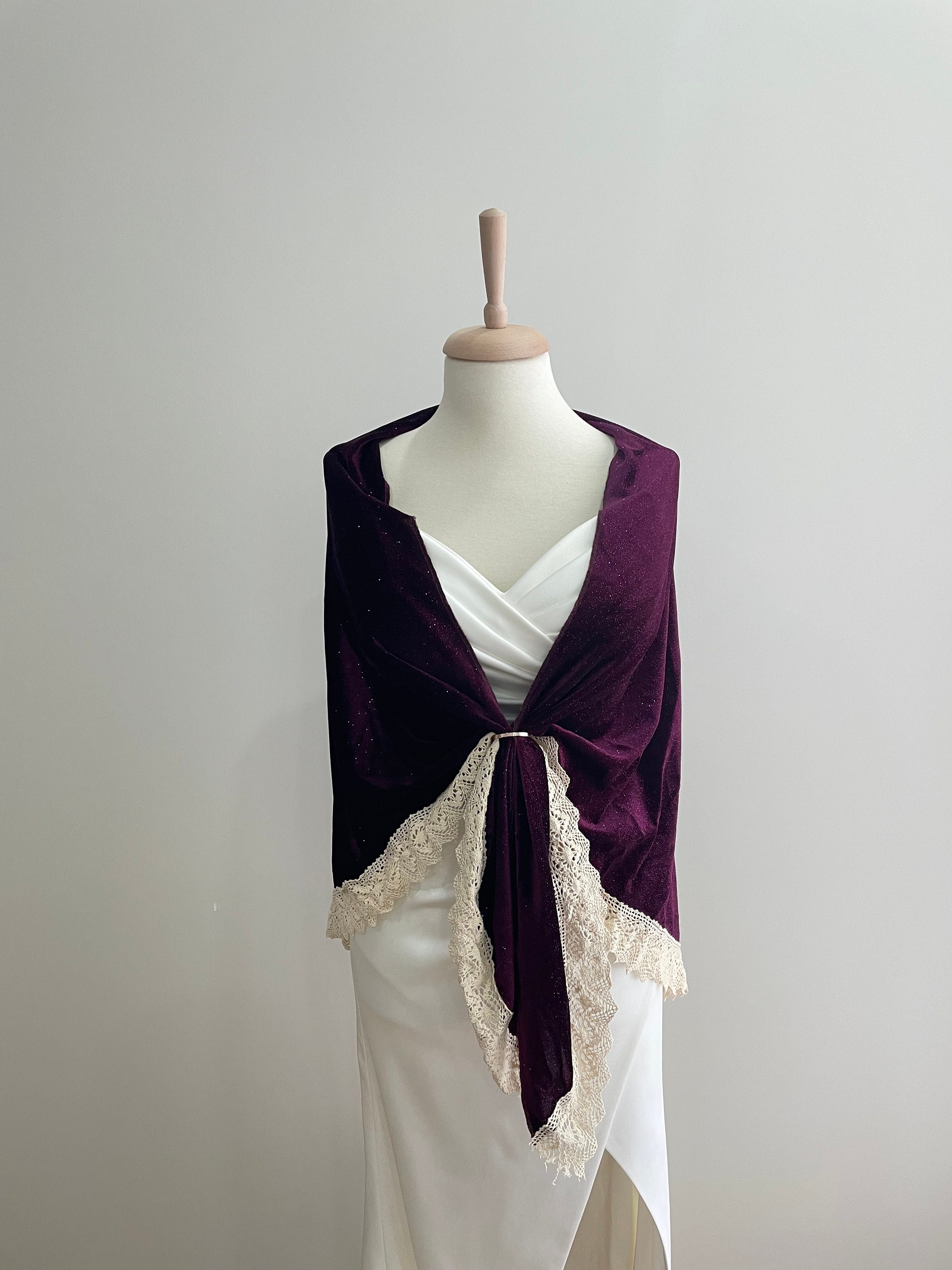 Plum Fringe Velvet Shawl Boho Wedding Shawl Bohemian Bridal - Etsy