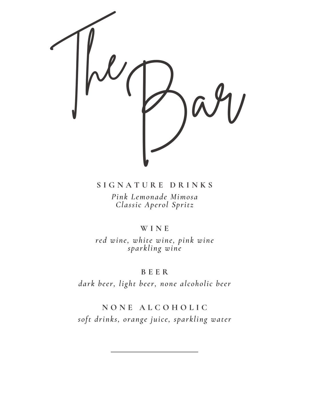 Signature Drink Sign, Editable Drink Menu, Printable Bar Menu, Modern ...