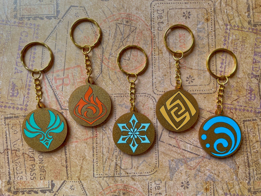 Genshin Impact Vision Keychains | Cryo, Anemo, Geo, Pyro, Hydro - Etsy