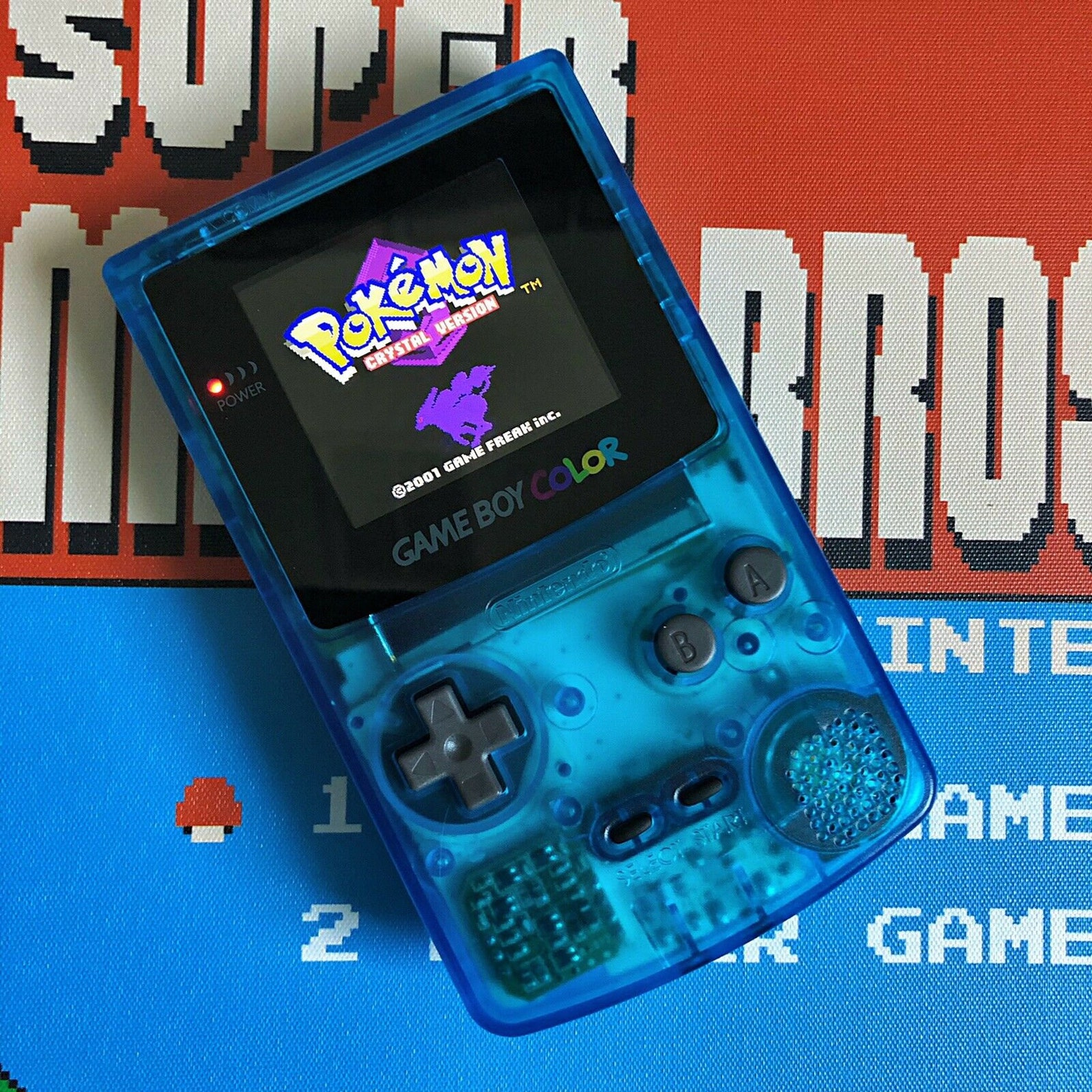 Console Gameboy Color Clear Blue Refurbished With IPS V2 Backlit Bright ...