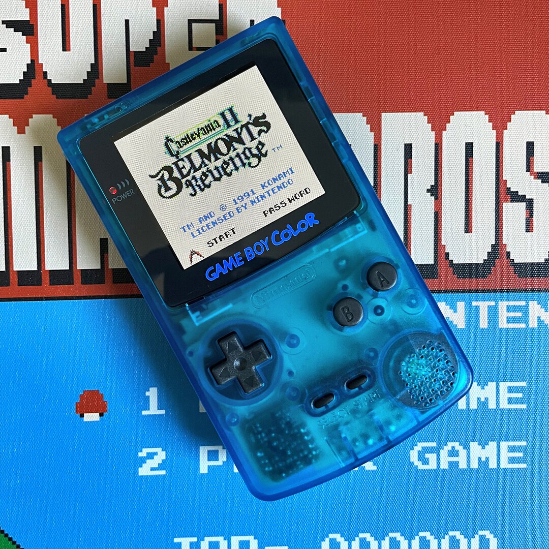 Console Gameboy Color Clear Blue Refurbished With Q5 IPS V4 XL Backlit ...