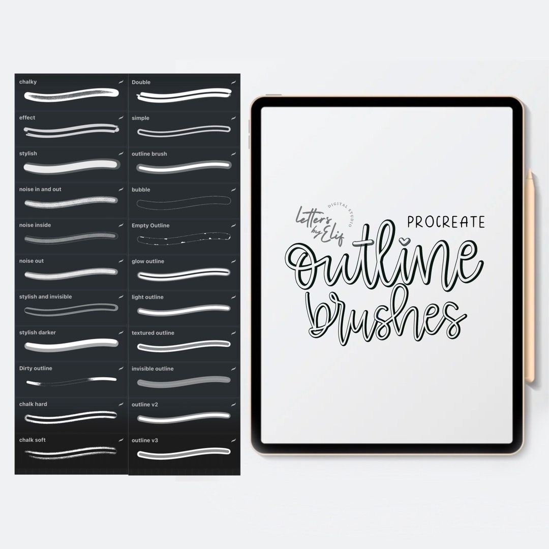 Procreate Outline Brushes, 23 Outline Brushes, Procreate Brushes ...