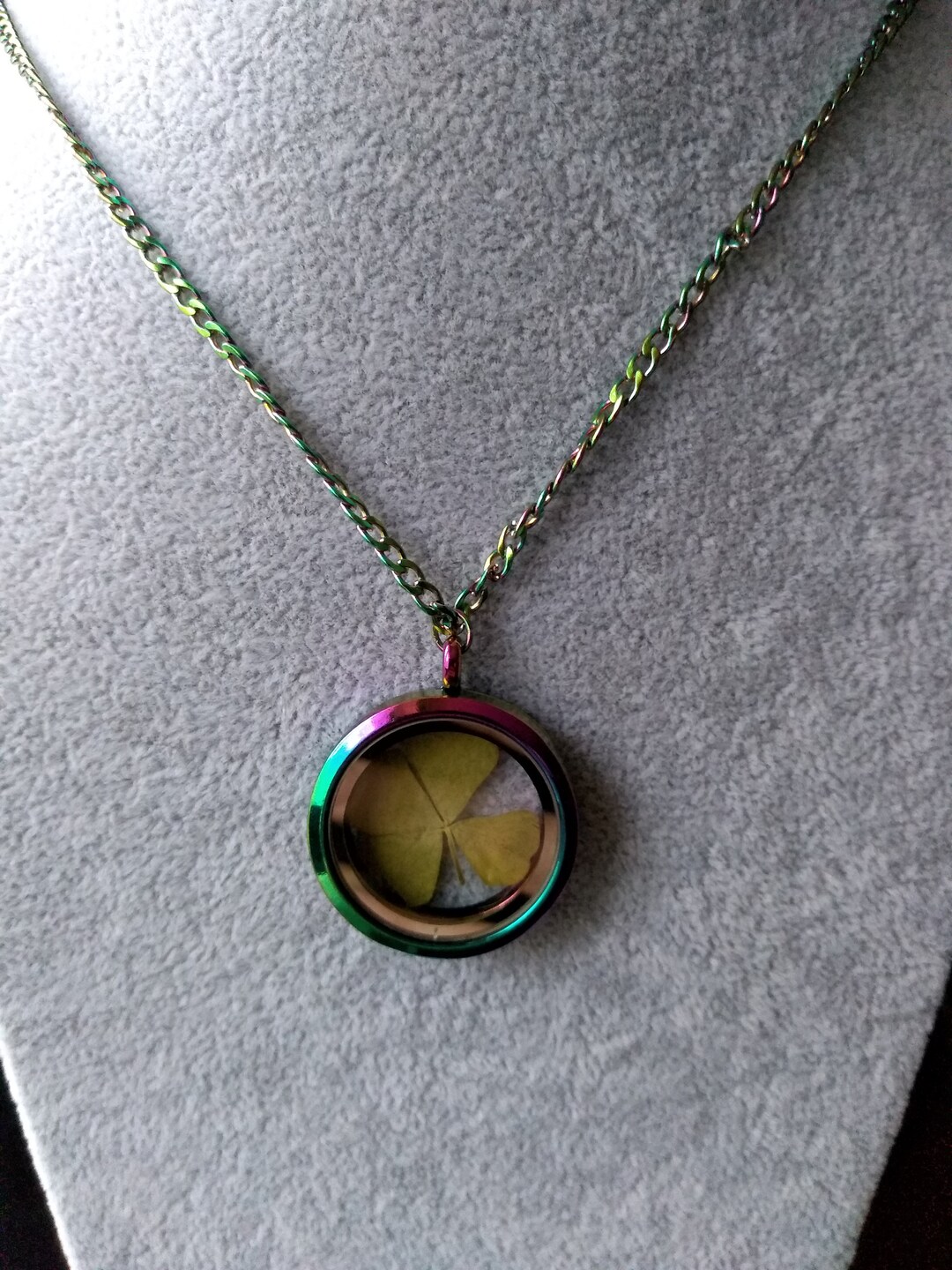 Stainless Steel Rainbow Floating Locket With Lucky Clover - Etsy