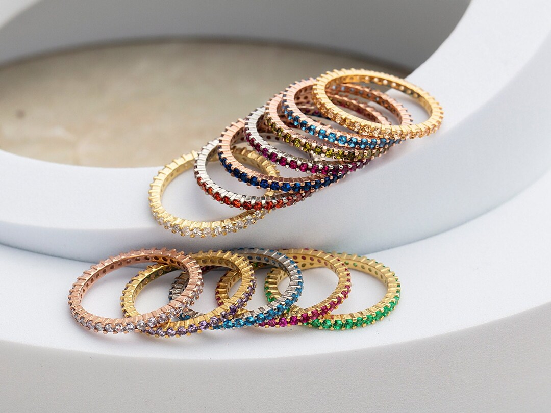 14K Full Infinity Birthstone Ring, Solid Gold Dainty Birthstone Ring ...