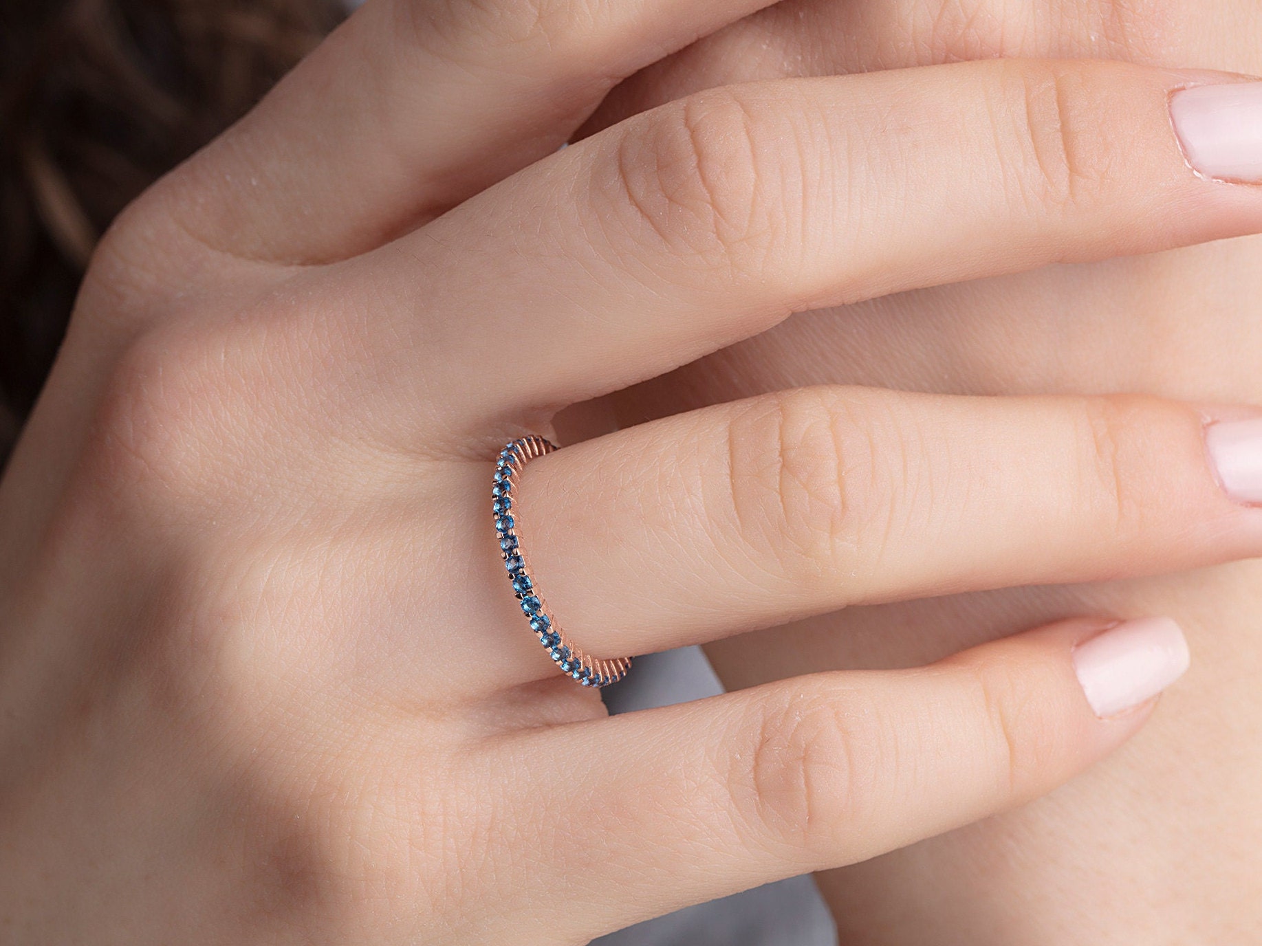 14K Full Infinity Birthstone Ring Solid Gold Dainty - Etsy