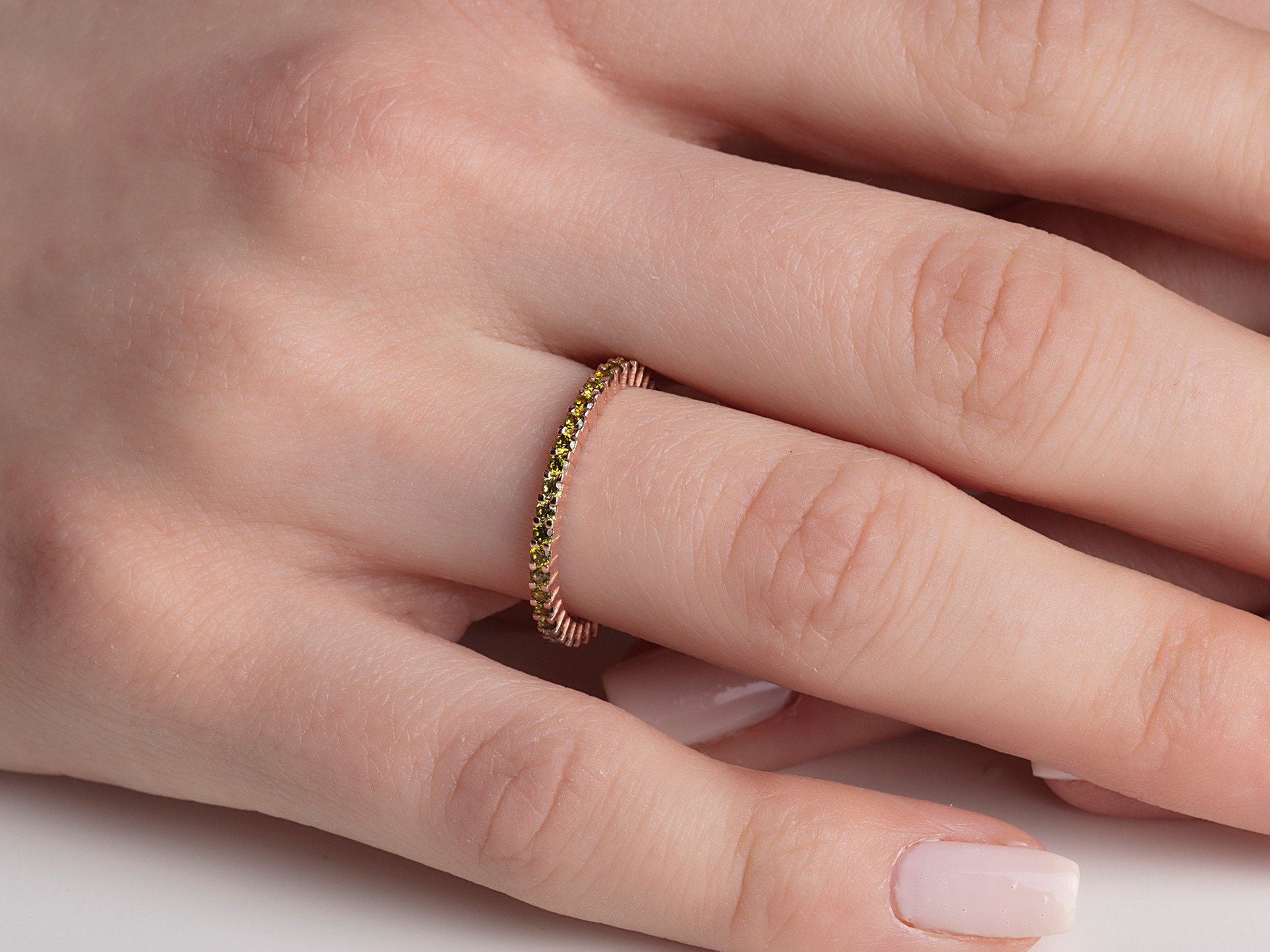 14K Full Infinity Birthstone Ring Solid Gold Dainty - Etsy