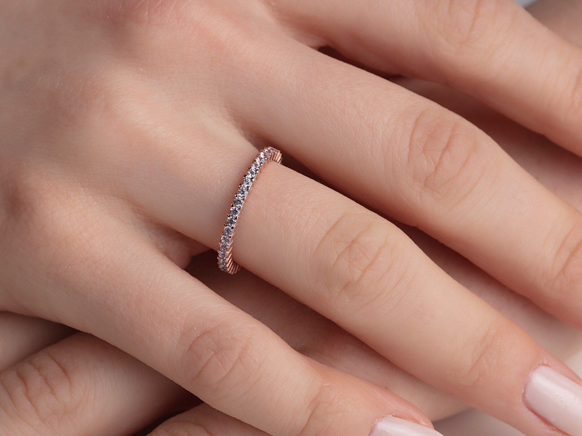 14K Full Infinity Birthstone Ring Solid Gold Dainty - Etsy