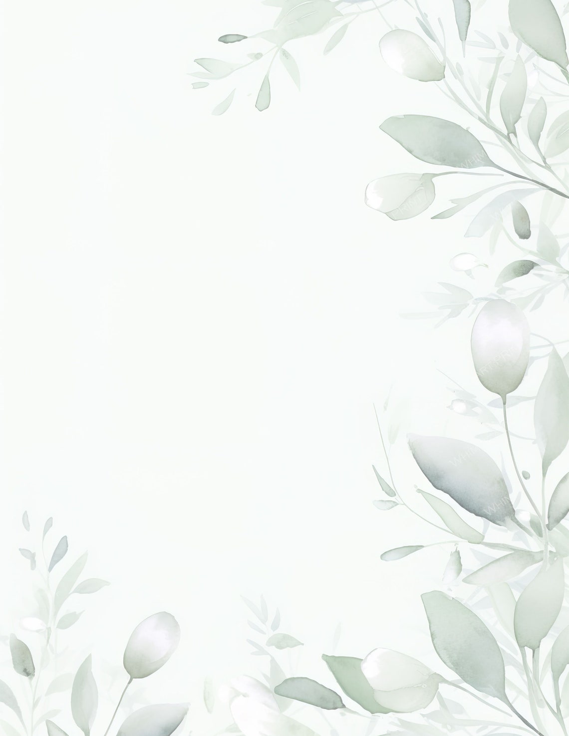 Sage Green Floral Watercolor Digital Paper: Scrapbook Backgrounds ...