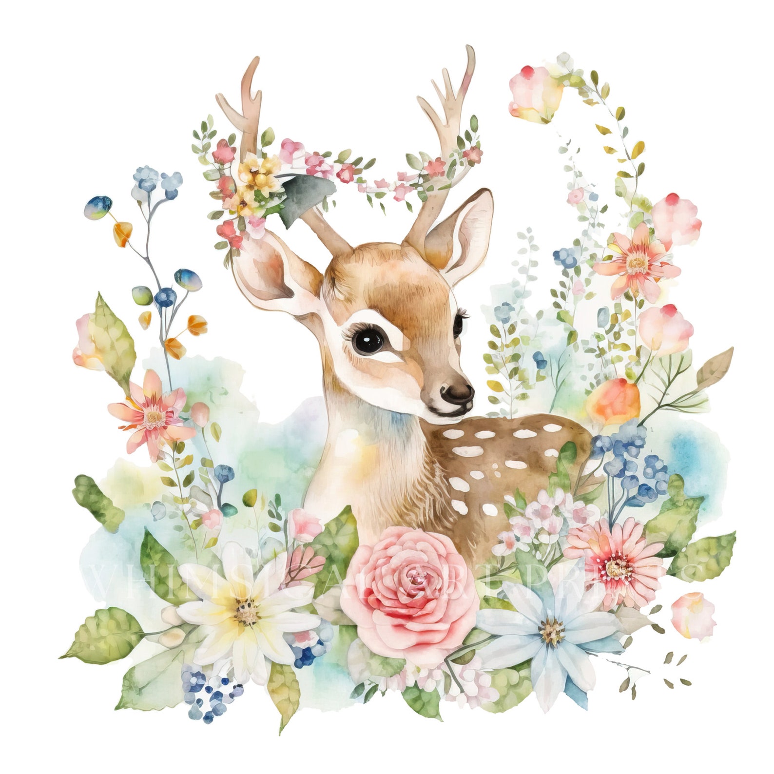 Deer PNG, Fawn baby Deer Clipart, Young Deer in Spring Watercolor Art ...