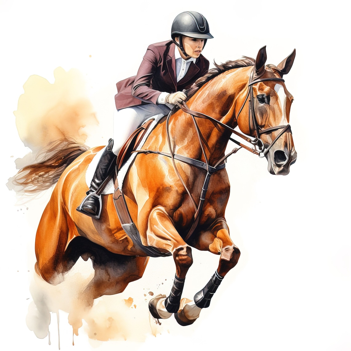 Showjumper Watercolor Printable, Horseback Riding Art, Watercolor Wall ...