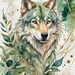 Watercolor Wolf Portrait Digital Paper: Botanical Scrapbooking Jpgs ...