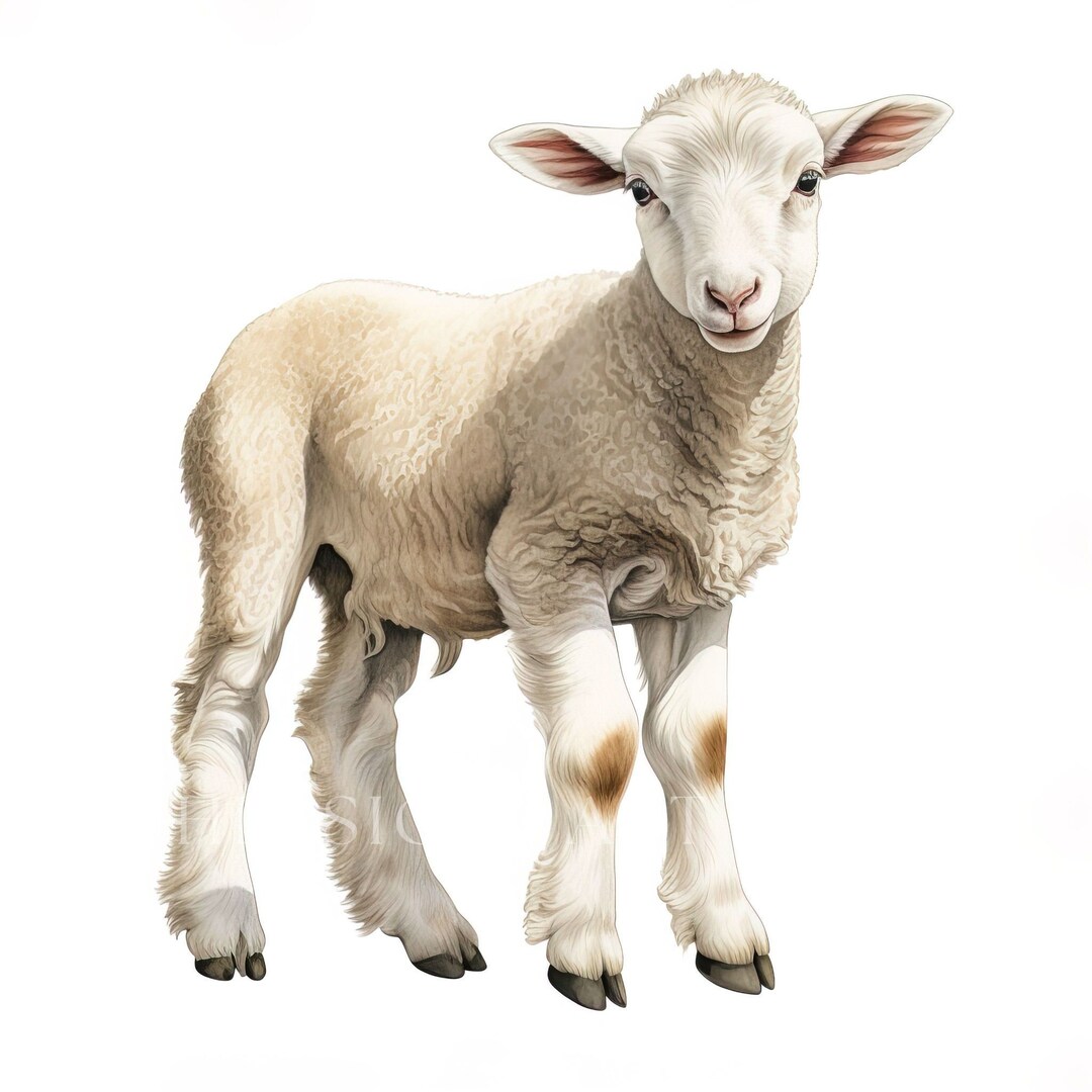 Cute Lamb Clipart Young Sheep Clipart Lamb Illustration - Etsy