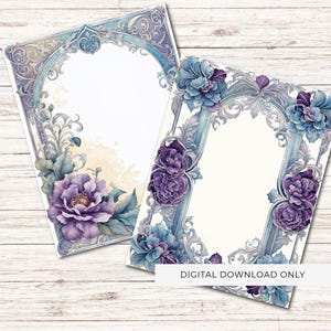 Watercolor Floral Digital Paper: Blue & Purple DIY Crafting (10 Jpgs ...