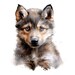 Wolf Puppy PNG, Watercolor Baby Wolf Clipart, Wolf Puppy Portrait, Wall ...