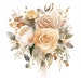 Rustic Roses Clipart, Watercolor Flowers, Ochre Beige Roses Bouquet ...