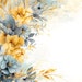 Blue & Mustard Floral Digital Paper: Watercolor Flower Graphics (300 ...