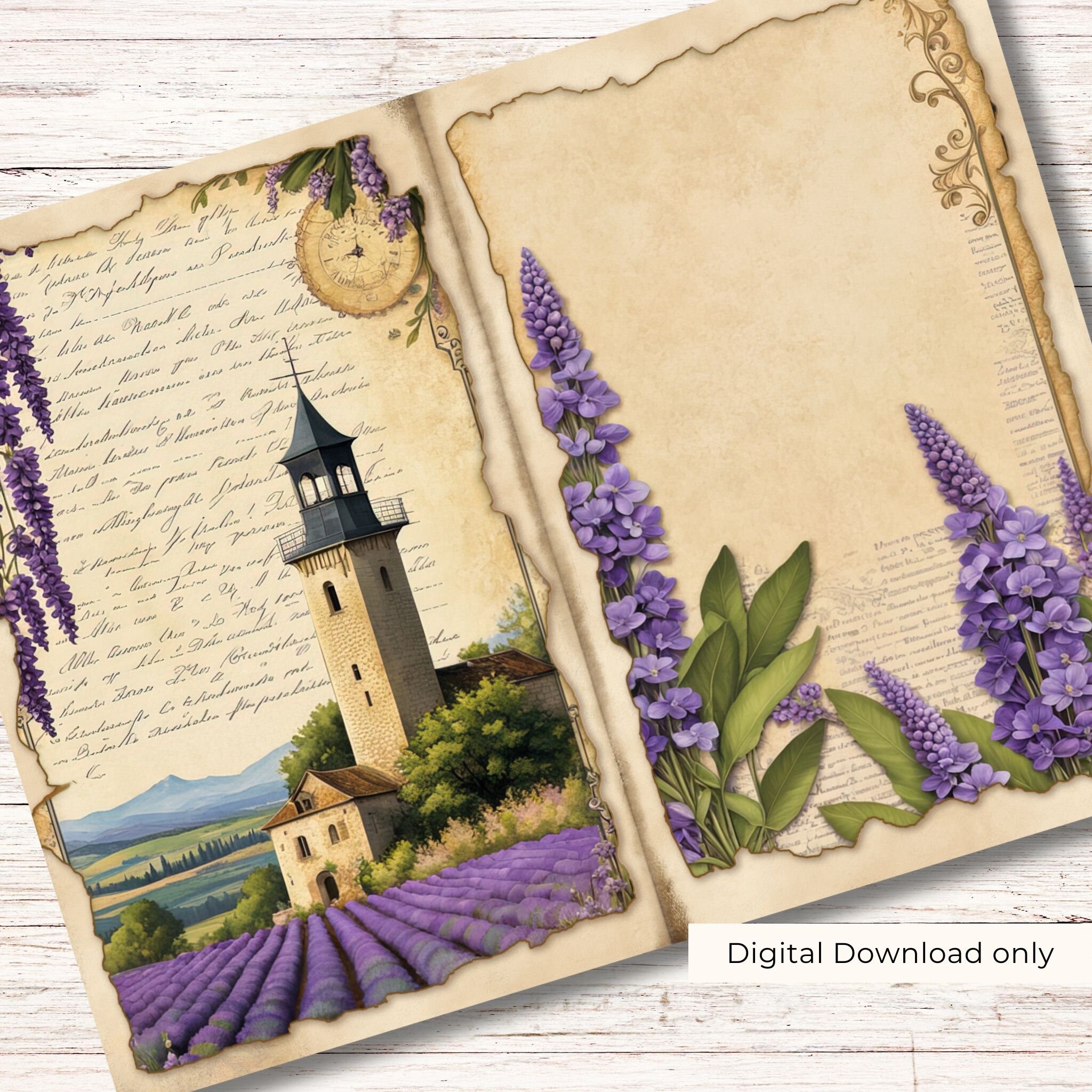 Lavender Cottage Junk Journal Printables, 10 Exclusive Half Page ...