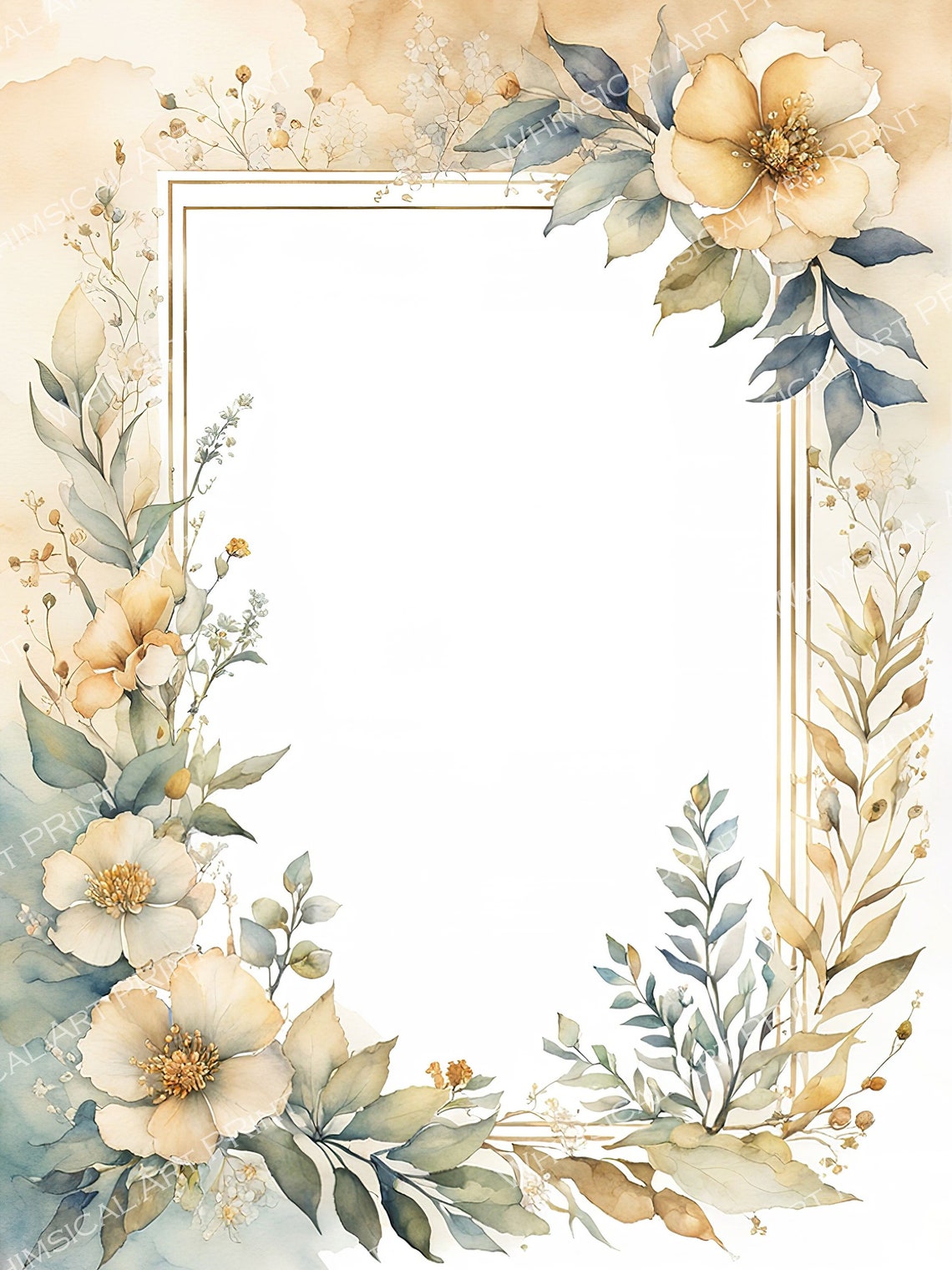 Khaki Floral Frame Digital Paper: Boho Scrapbook Borders (10 Jpgs) - Etsy