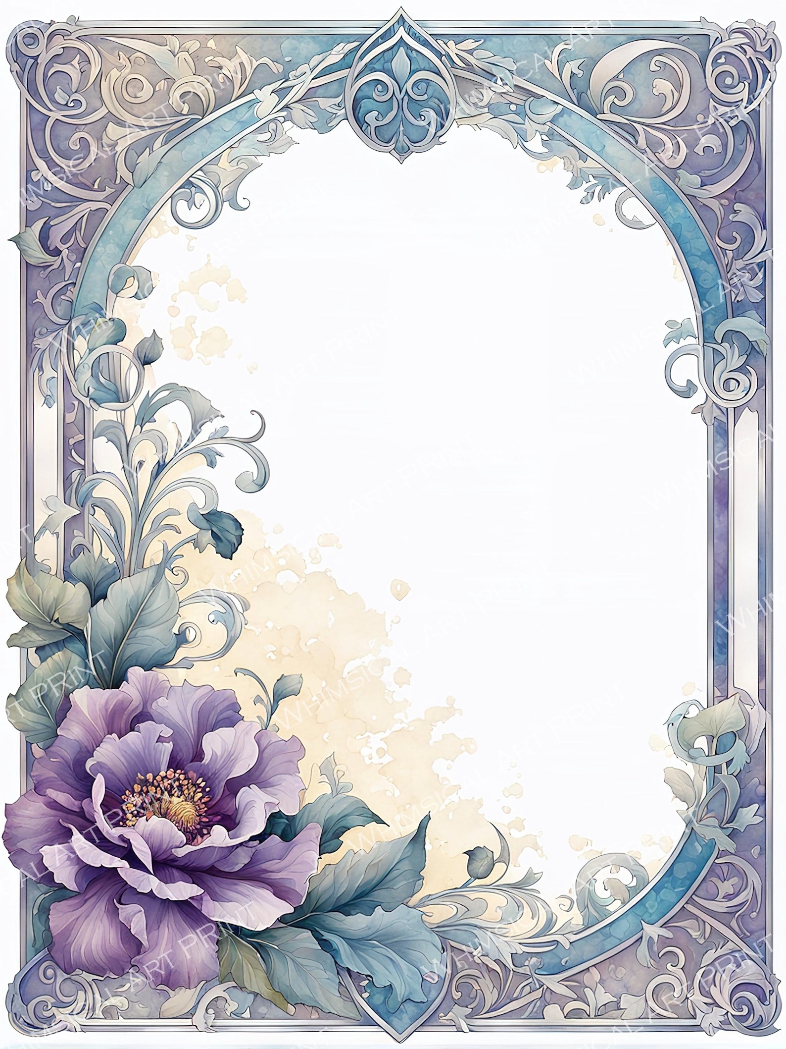 Watercolor Floral Digital Paper: Blue & Purple DIY Crafting (10 Jpgs ...