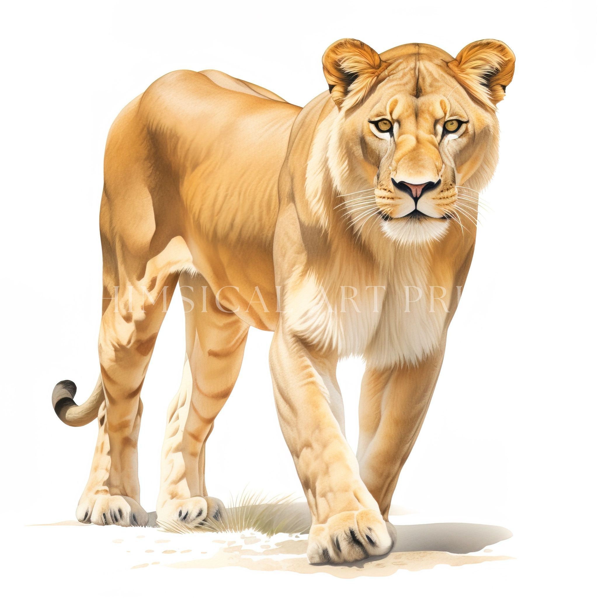 Watercolor Lion Clipart: Realistic Lion Portrait, Commercial Use (JPG ...
