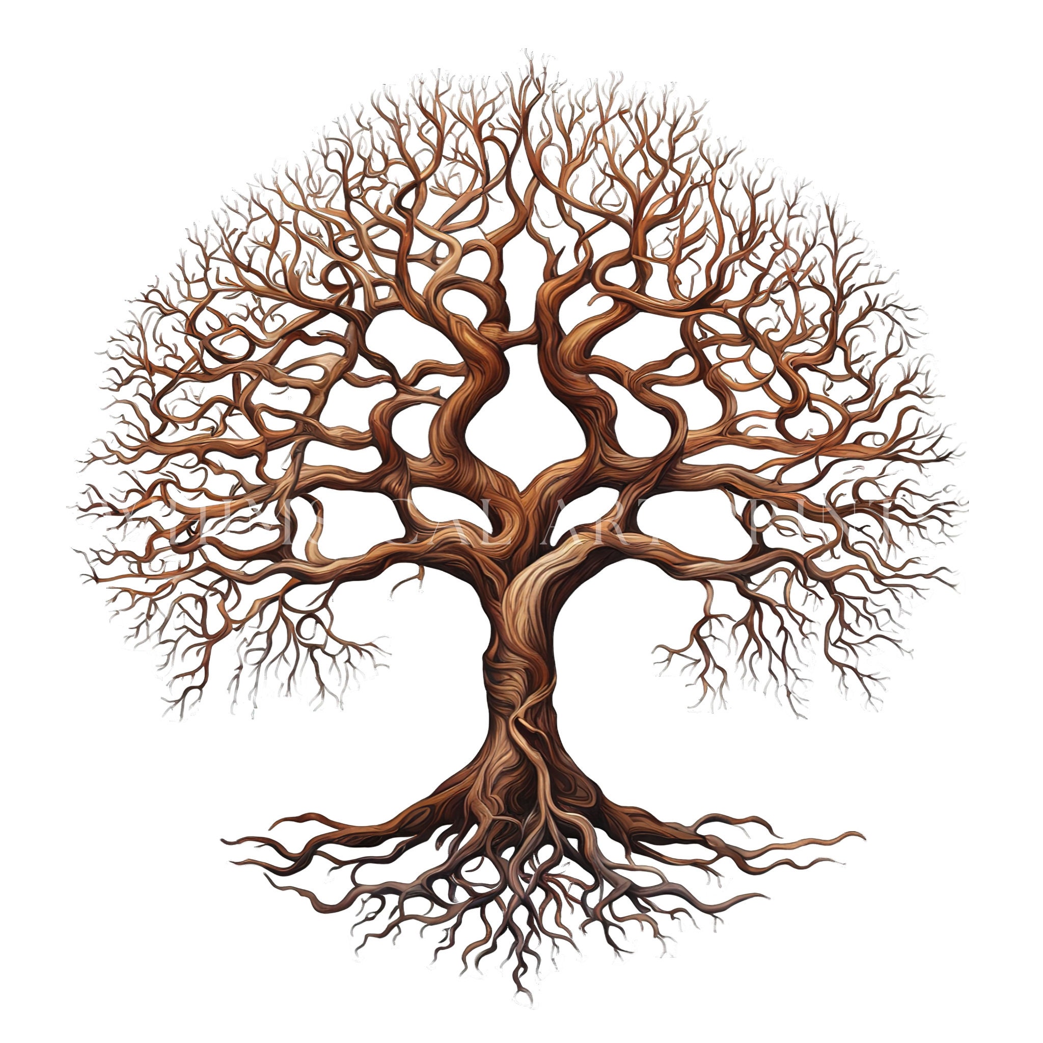 Mystical Old Tree Clipart: Leafless Branches and Deep Roots, Ancestry ...