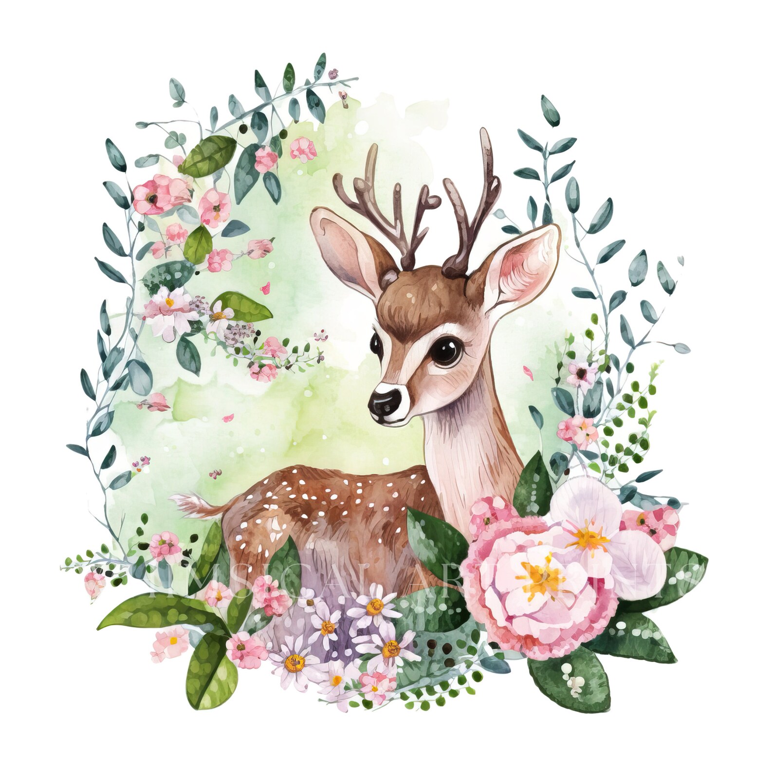 Deer PNG, Fawn baby Deer Clipart, Young Deer in Spring Watercolor Art ...