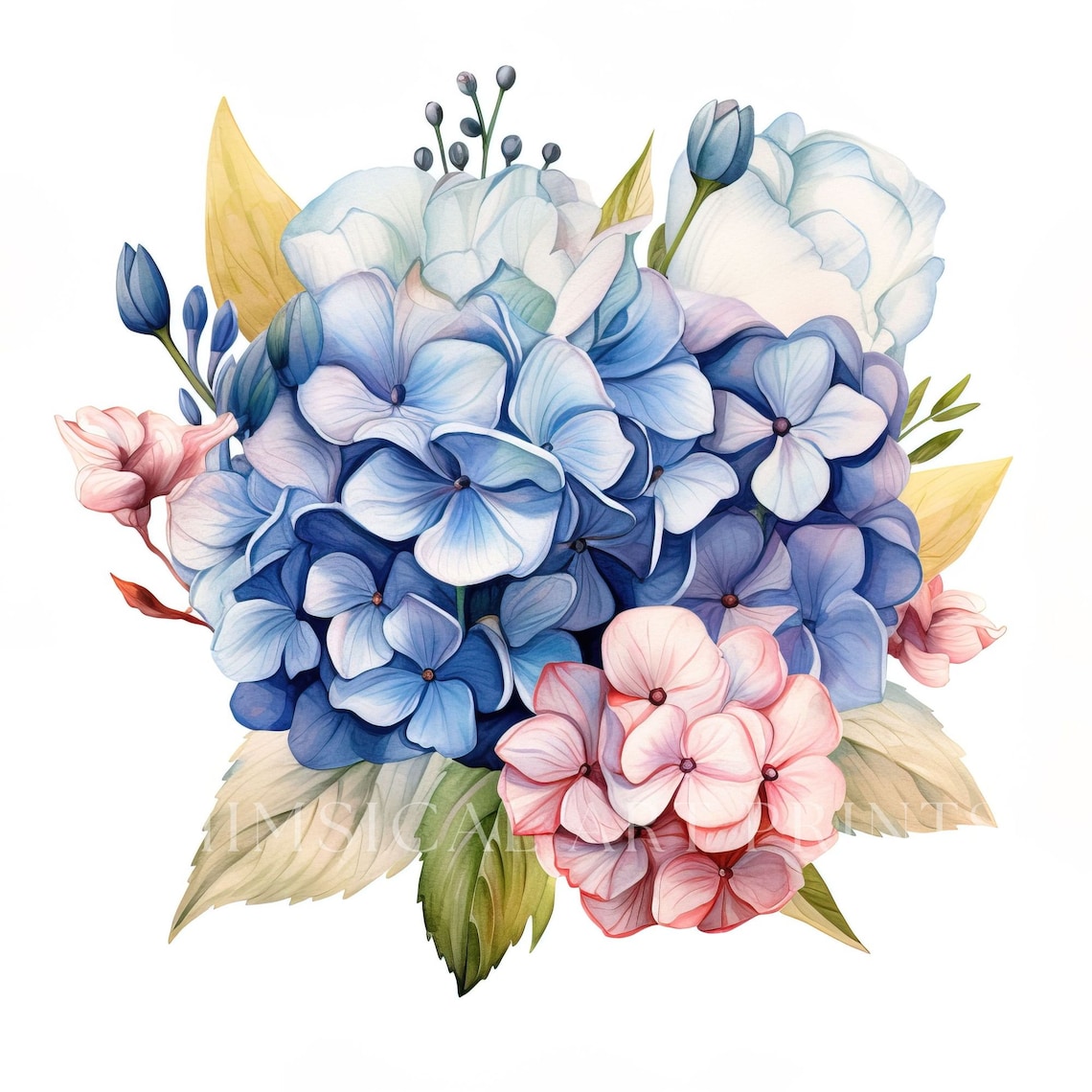 Blue Hydrangeas Clipart, Hydrangea Bouquet PNG, Hydrangea Watercolor ...