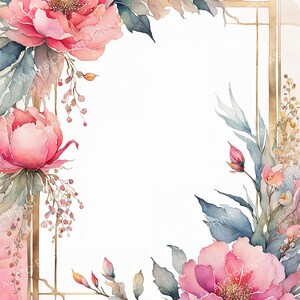 Neon Pink Floral Frame Digital Paper: Boho Wedding Cards (10 Jpgs) - Etsy