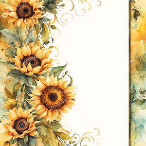 Watercolor Autumn Sunflowers Digital Paper Pack, Wedding Invites ...