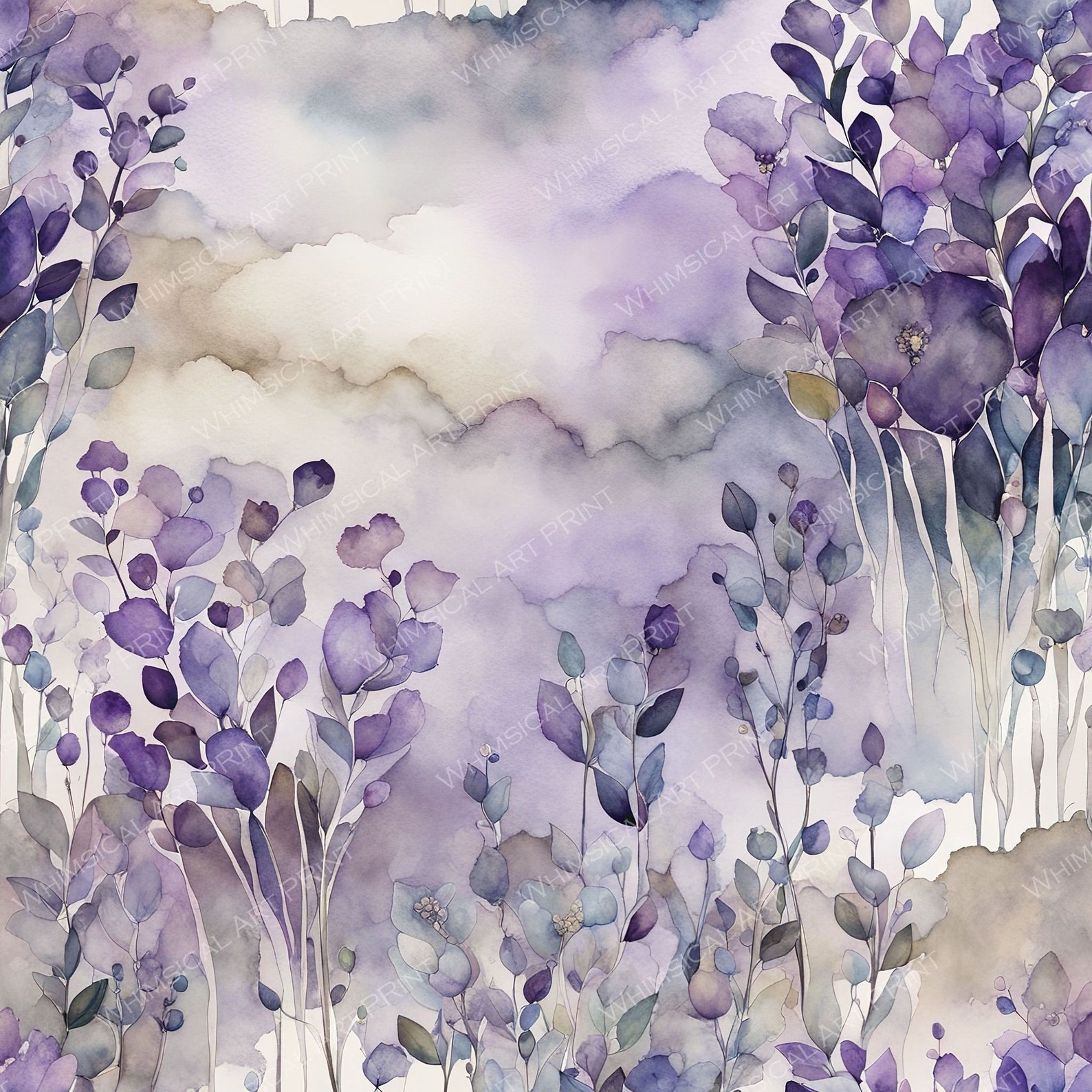 Lavender Watercolor Digital Paper: Abstract Floral Art (10 Jpgs) - Etsy