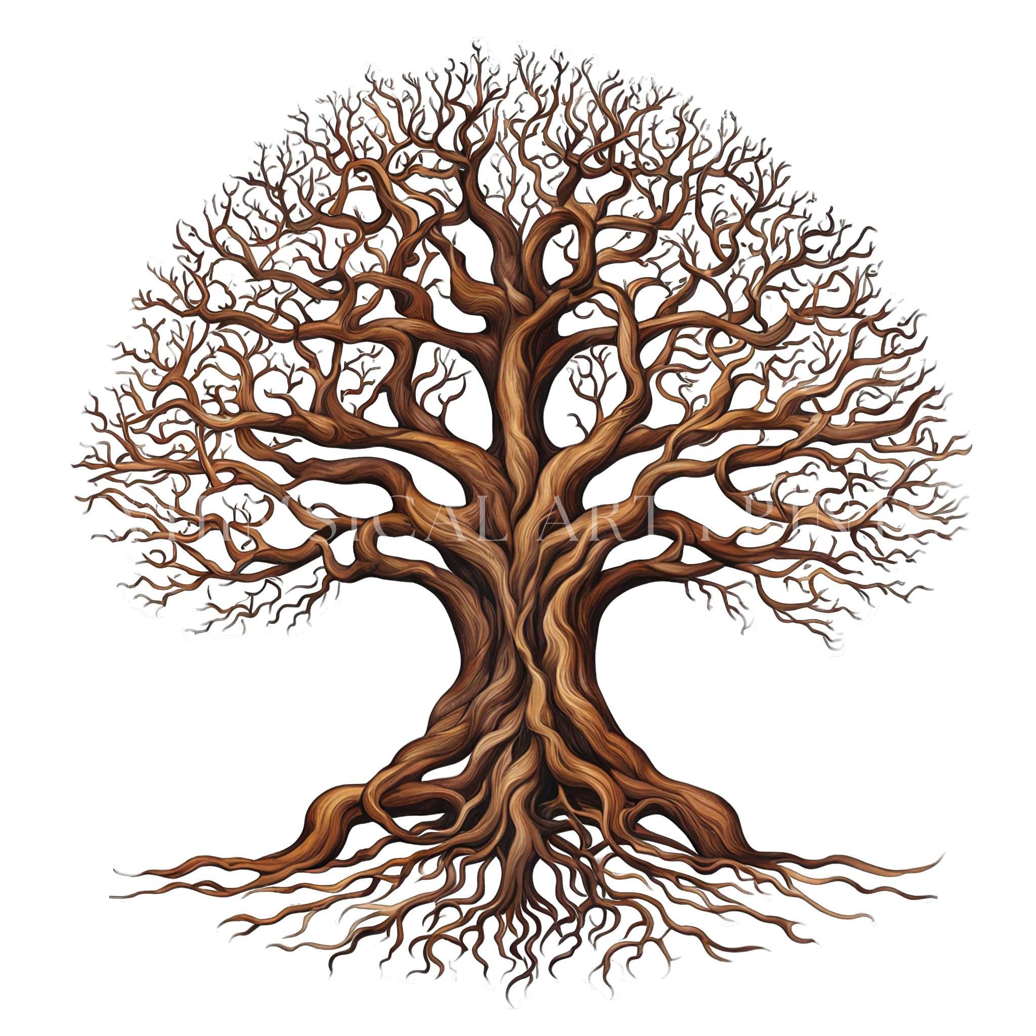 Mystical Old Tree Clipart: Leafless Branches and Deep Roots, Ancestry ...
