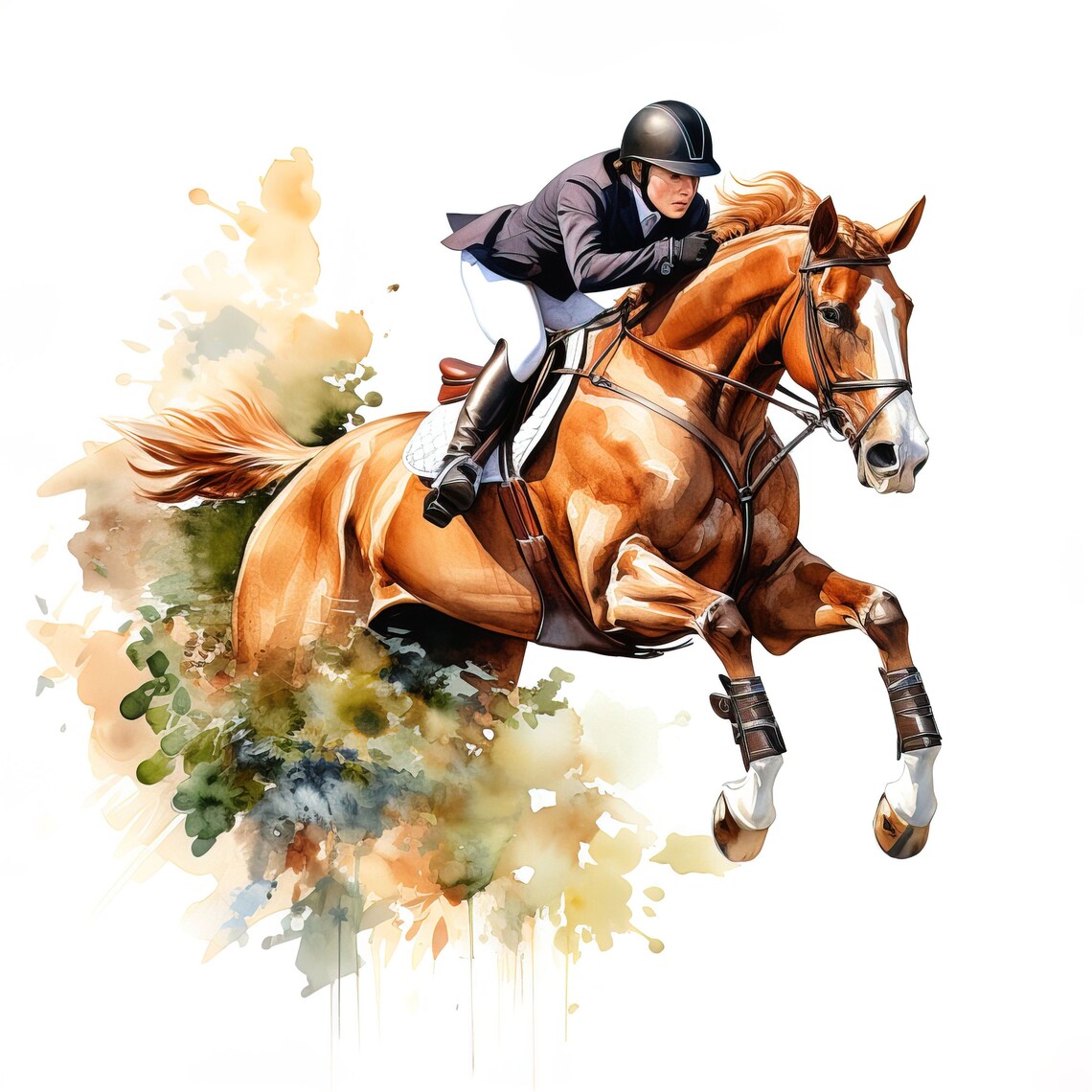 Showjumper Watercolor Printable, Horseback Riding Art, Watercolor Wall ...