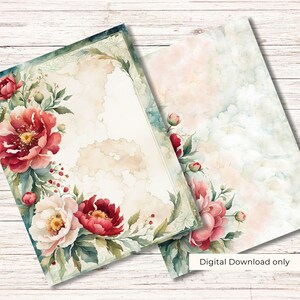Watercolor Peony Digital Paper Set: Floral Wedding Card Backgrounds (10 ...