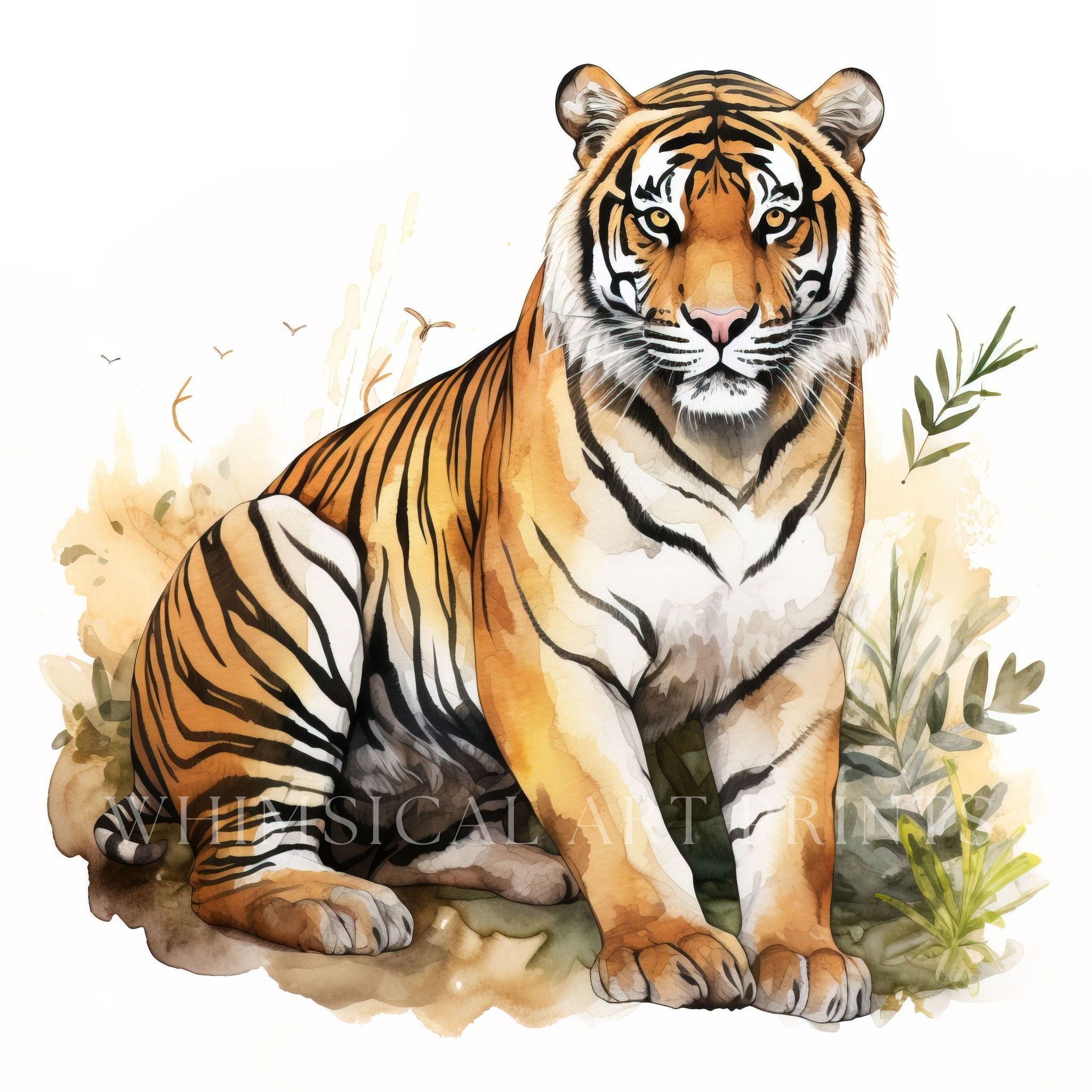 Adult Tiger PNG, Watercolor Tiger Clipart, Tiger Portrait, Tiger Wall ...
