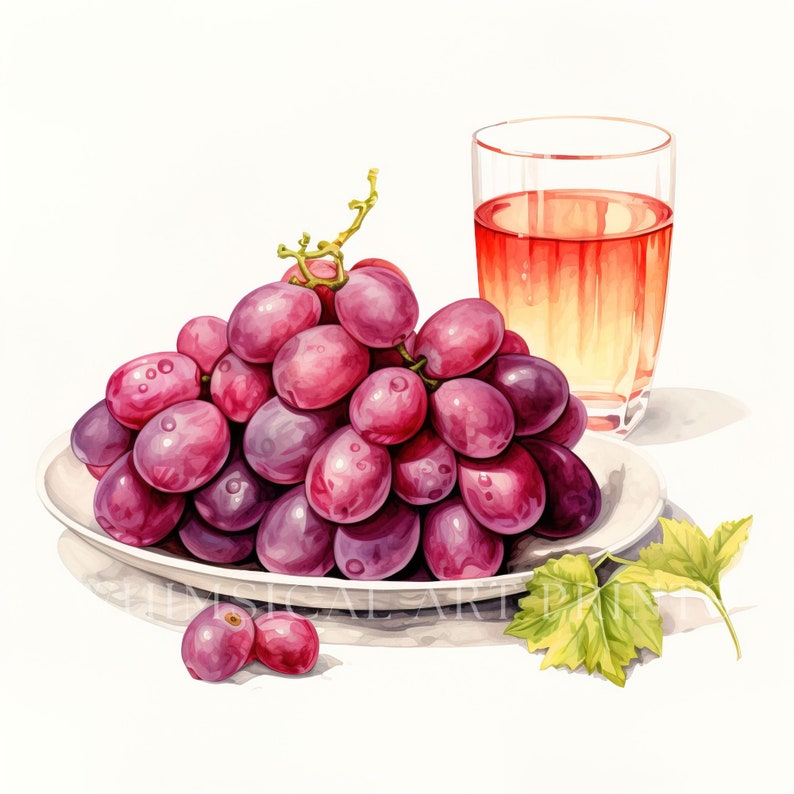 Grapes Clipart, Grape Juice, Fruit Clipart, Watercolor Grapes, Art ...