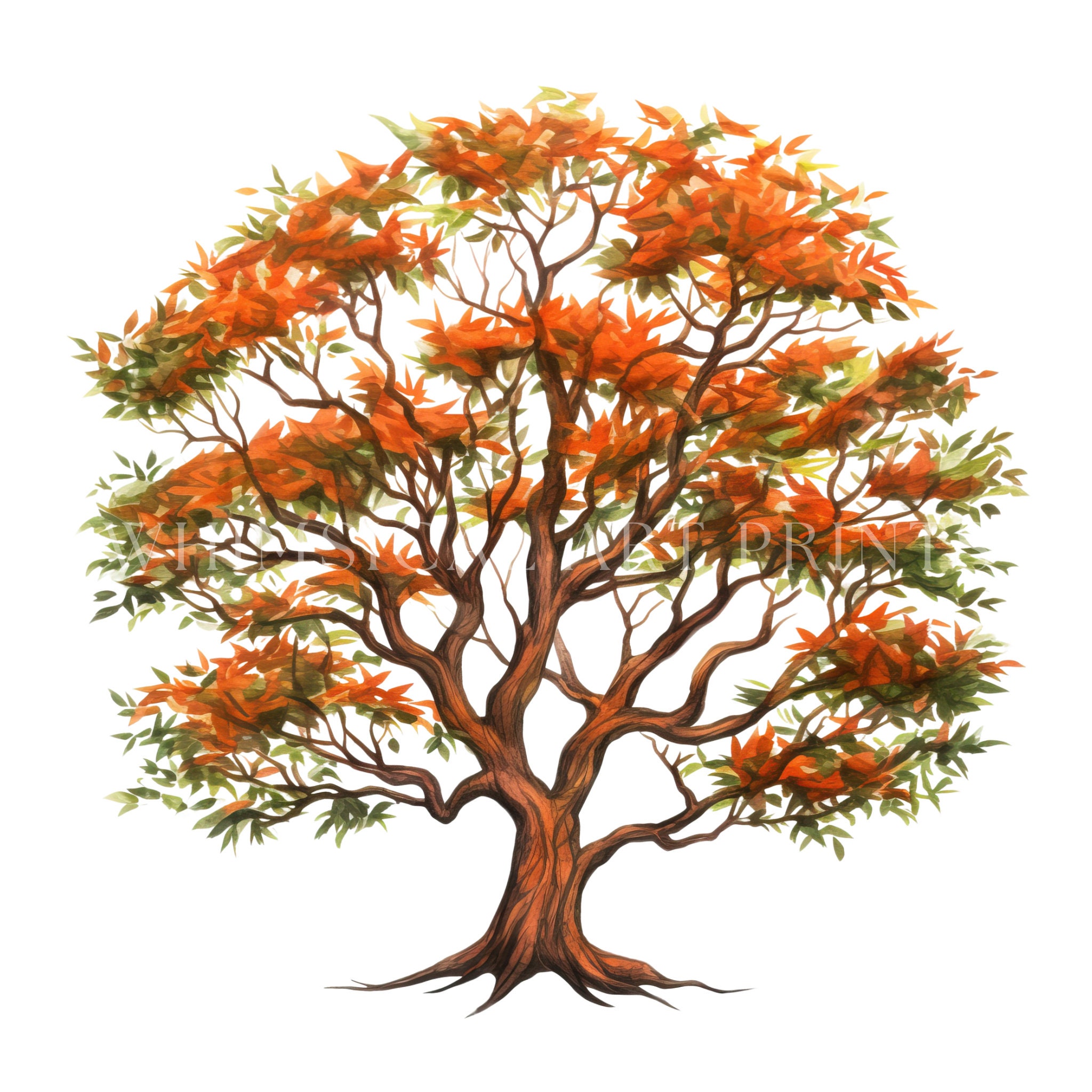Autumn Mystical Old Tree Clipart, Old Tree PNG, Earthly Warm Colors ...