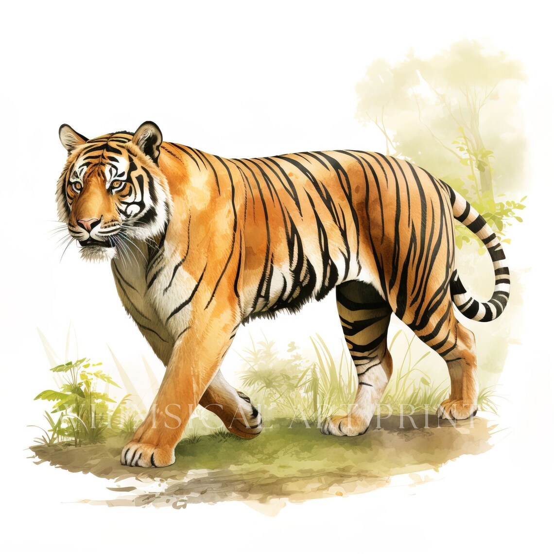 Adult Tiger PNG, Watercolor Tiger Clipart, Tiger Portrait, Tiger Wall ...