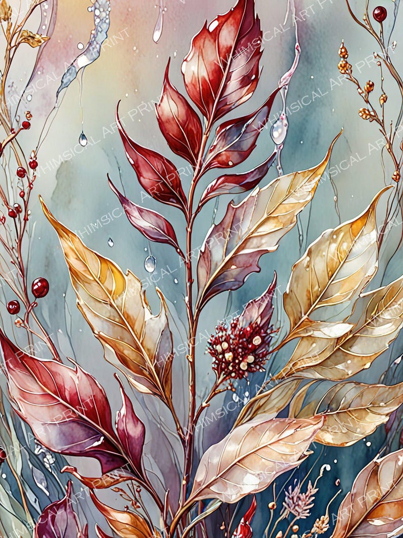 Watercolor Autumn Leaves Digital Paper: Earthy Scrapbook Backgrounds ...