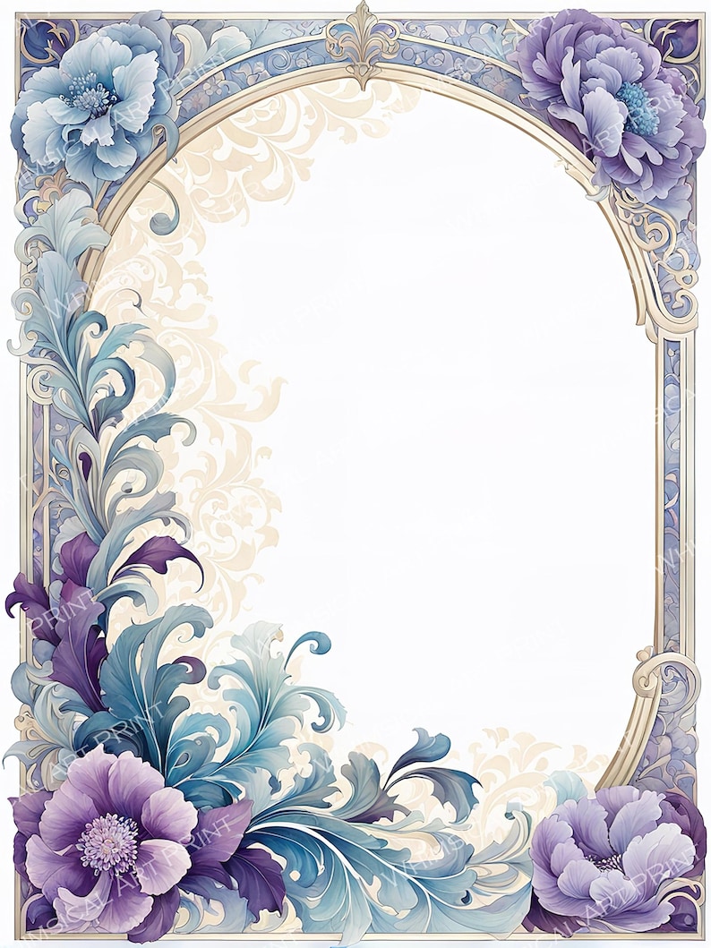 Watercolor Floral Digital Paper: Blue & Purple DIY Crafting (10 Jpgs ...
