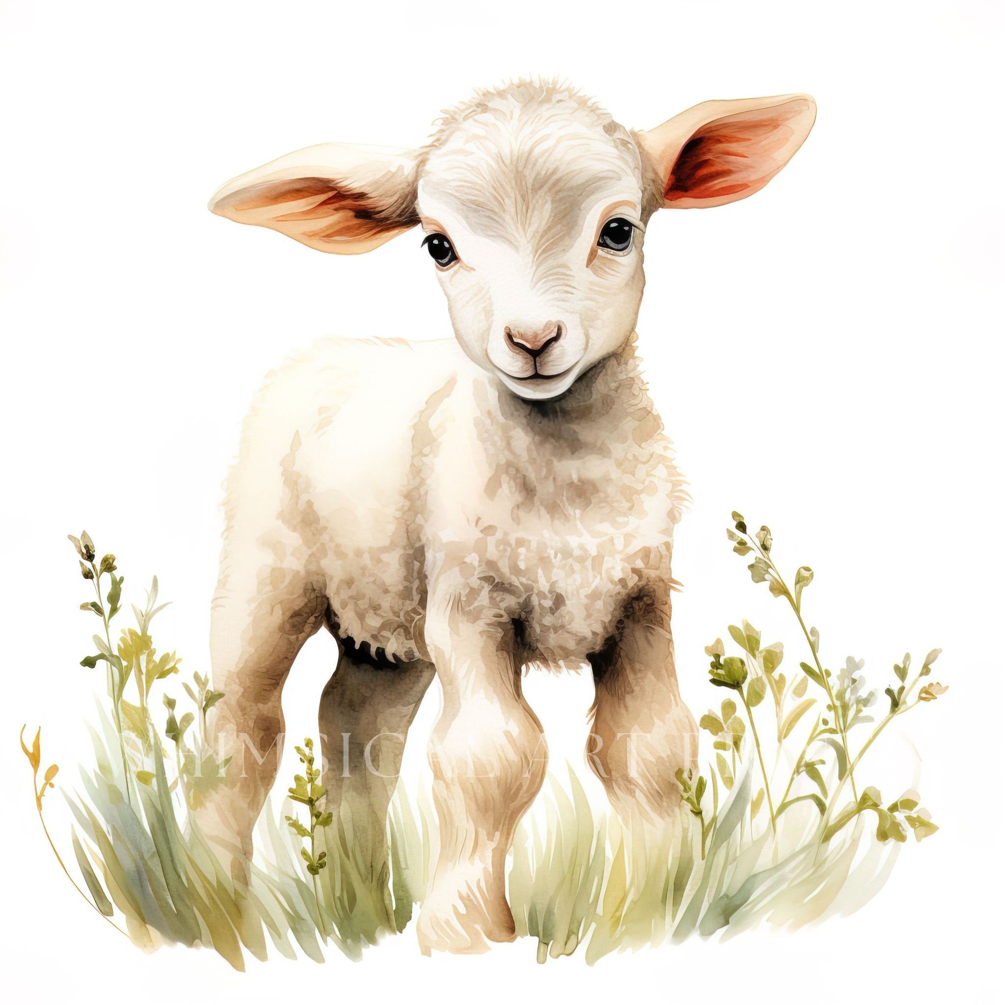 Cute Lamb Clipart, Young Sheep PNG, Cute Lamb Illustration, Watercolor ...