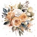 Rustic Roses Clipart, Watercolor Flowers, Ochre Beige Roses Bouquet ...