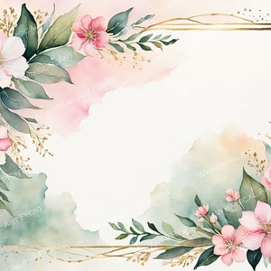 Watercolor Floral Digital Paper Pack: Sage Green & Pink (10 Jpgs) - Etsy