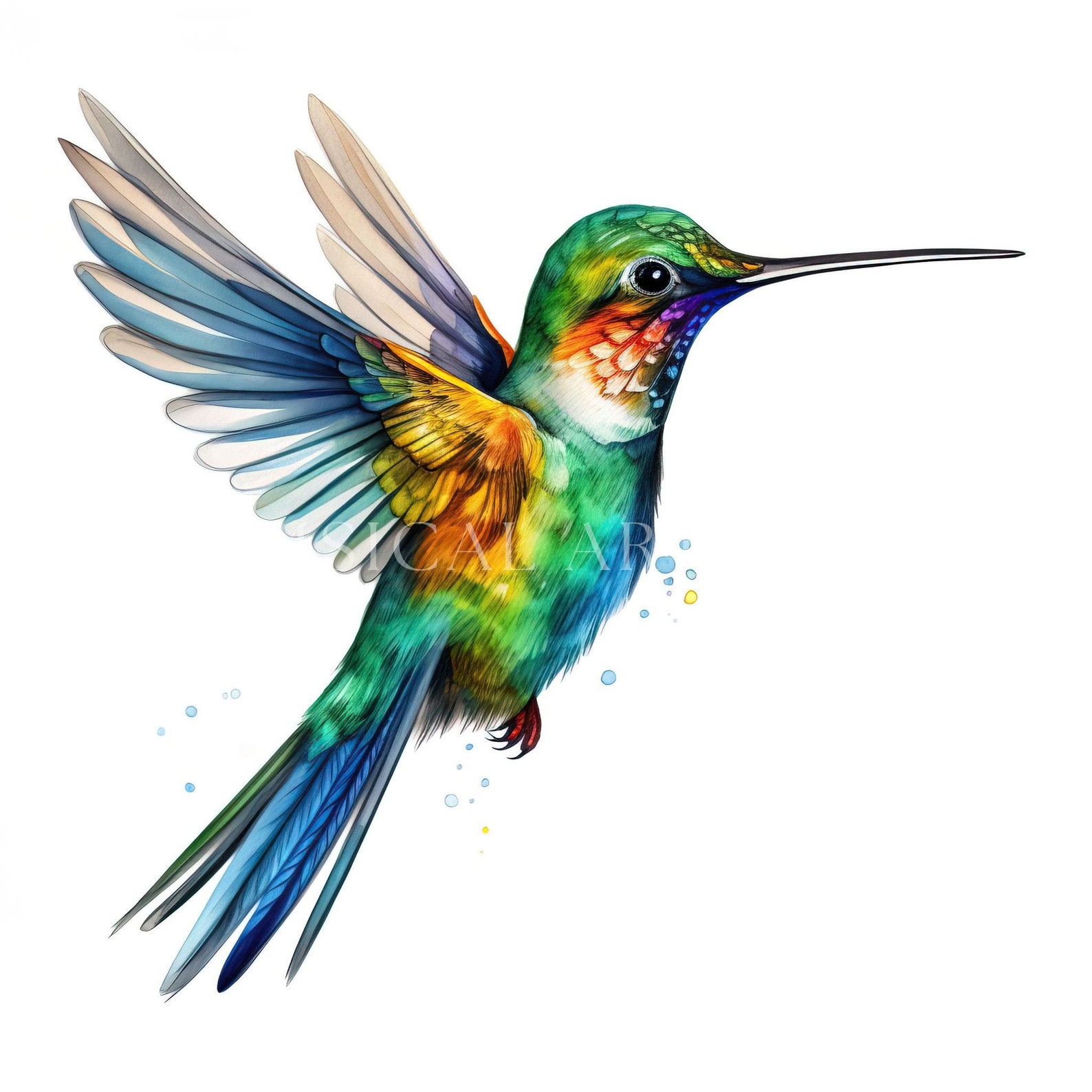 Hummingbird PNG, Colorful Hummingbird Clipart, Watercolor Bird Clipart ...