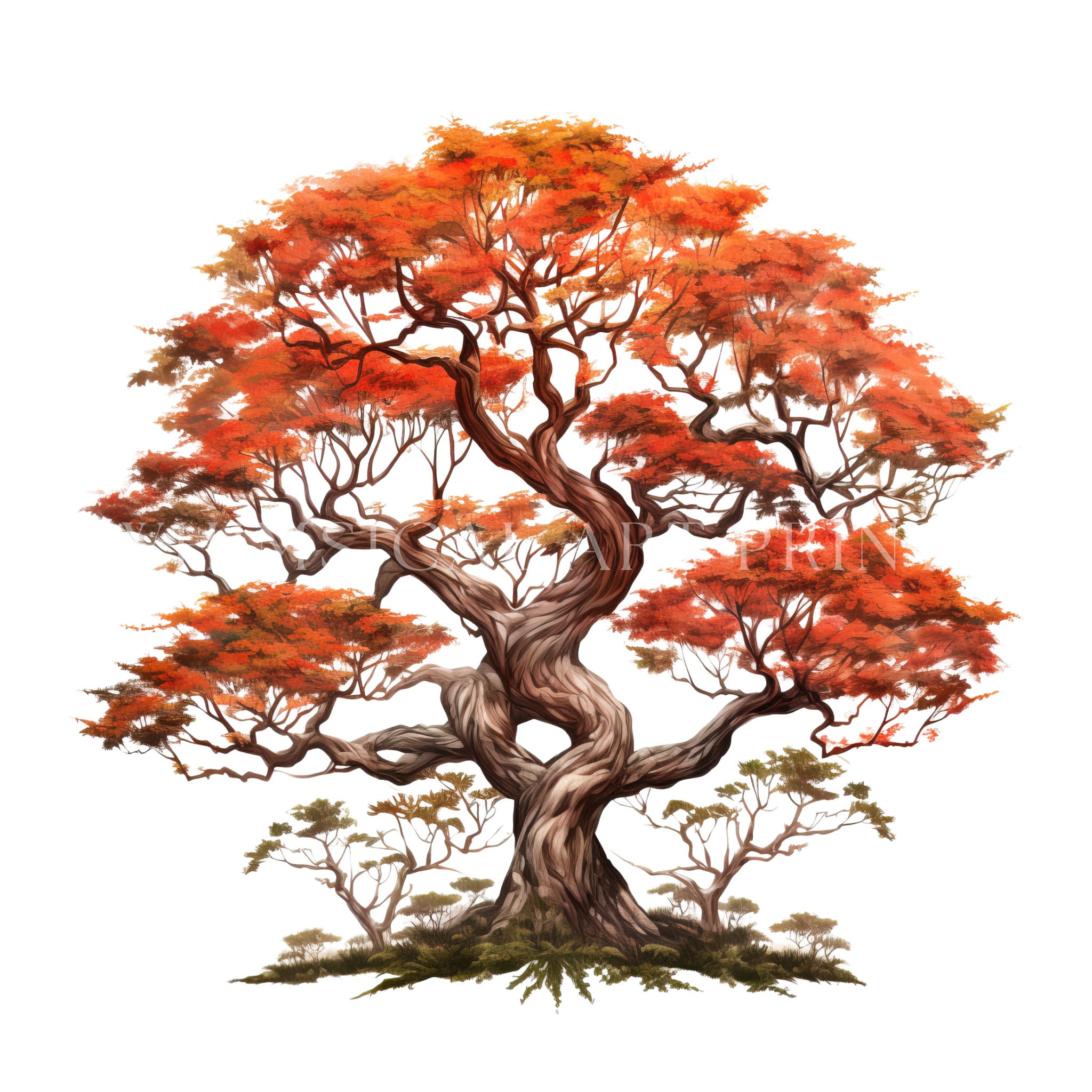 Autumn Mystical Old Tree Clipart, Old Tree PNG, Earthly Warm Colors ...