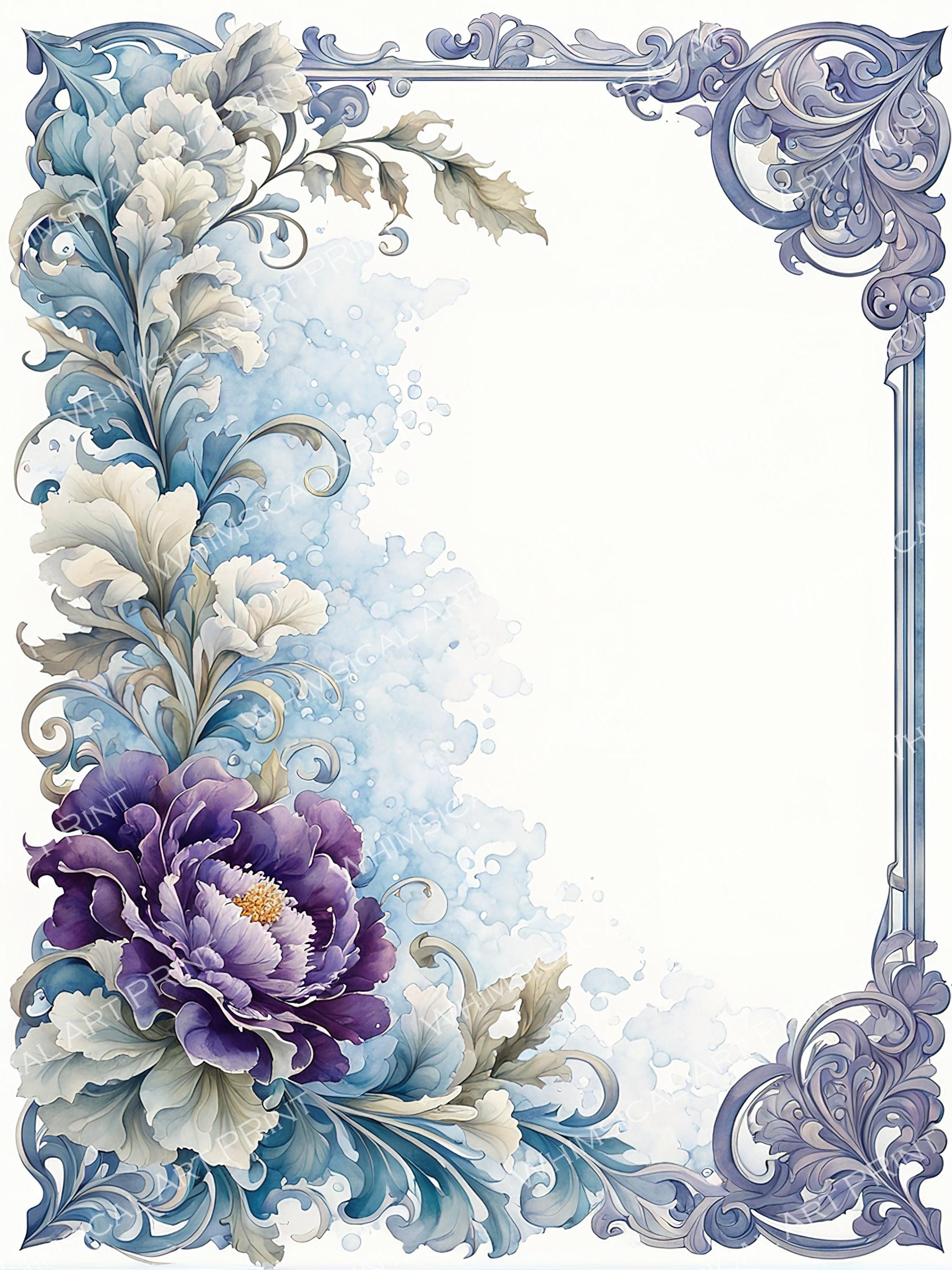 Watercolor Floral Digital Paper: Blue & Purple DIY Crafting (10 Jpgs ...