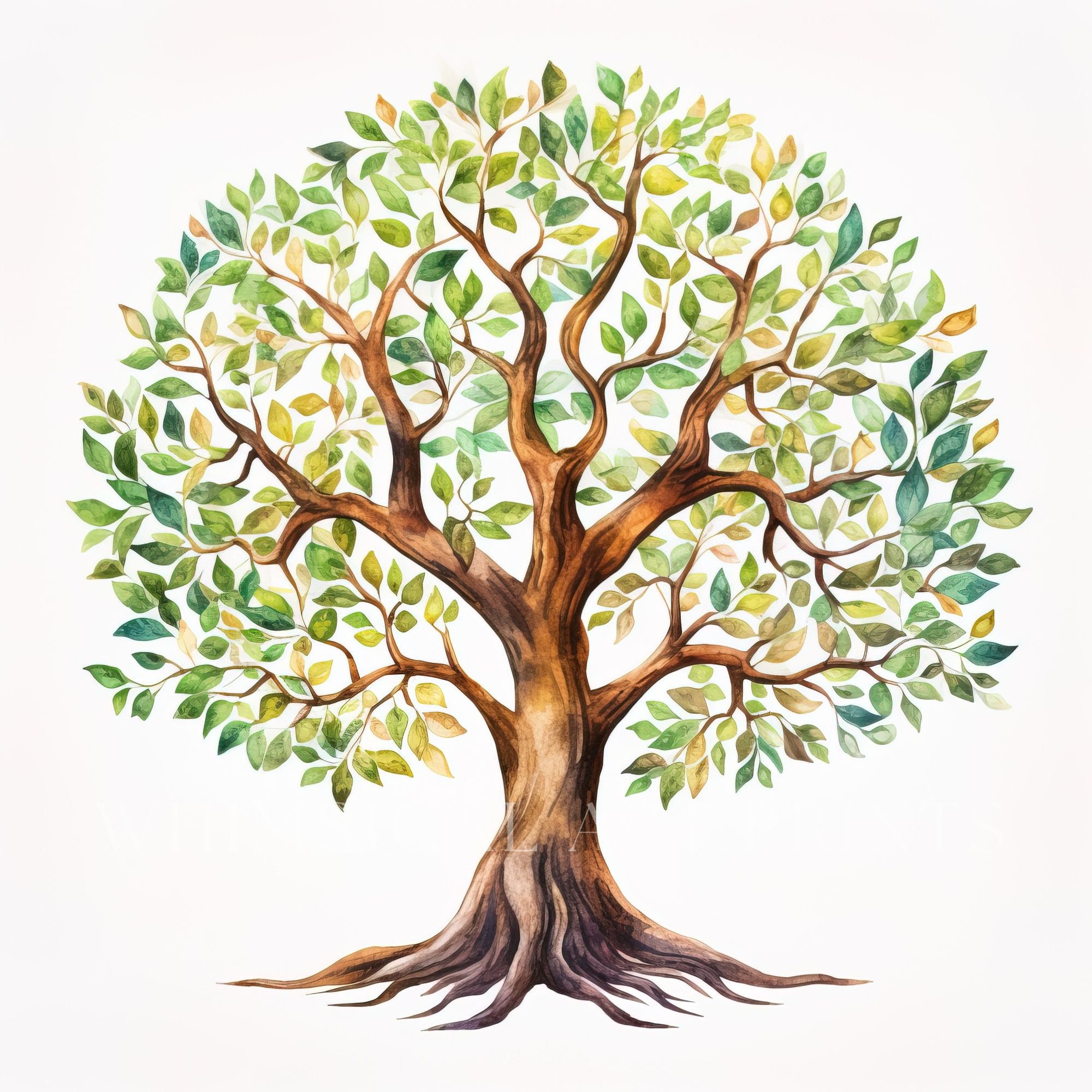 Colorful Mystical Old Tree Clipart Intricate Tree Design in Watercolor ...