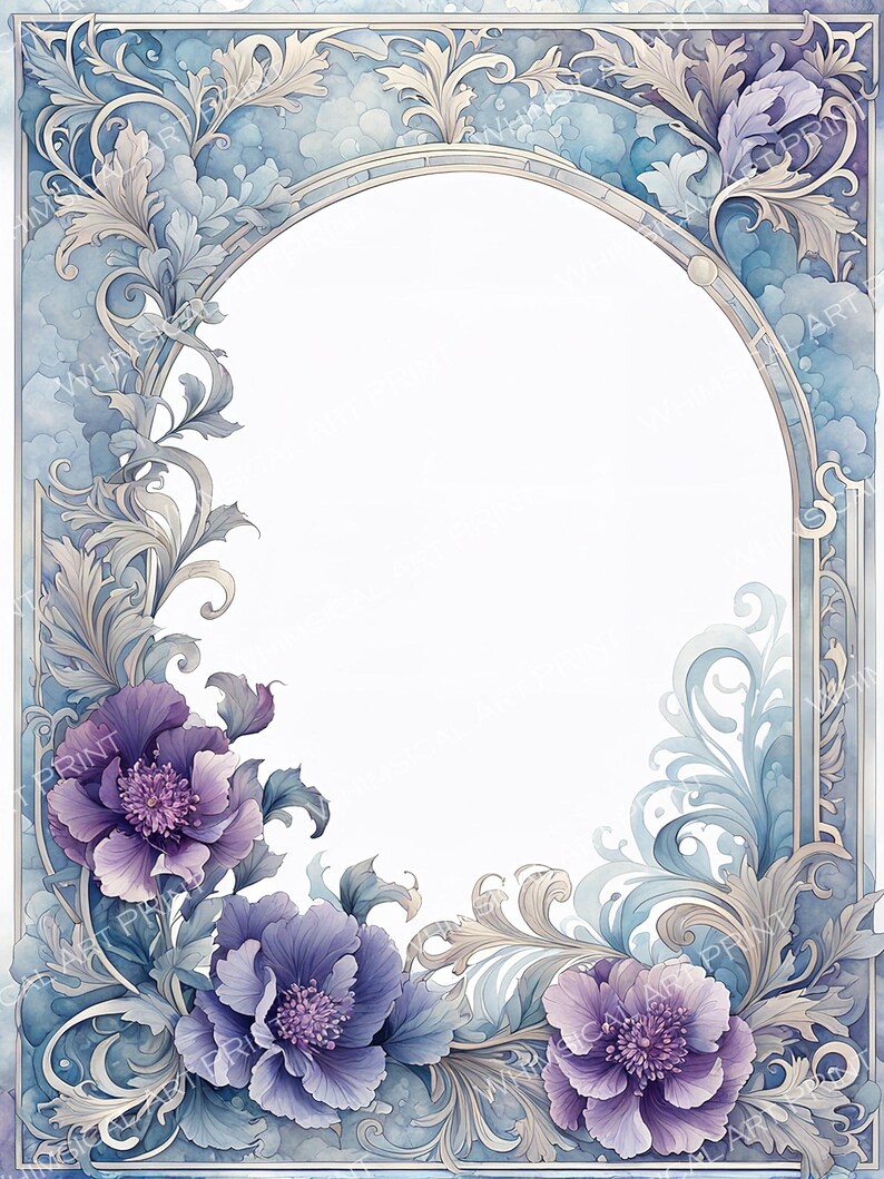 Watercolor Floral Digital Paper: Blue & Purple DIY Crafting (10 Jpgs ...