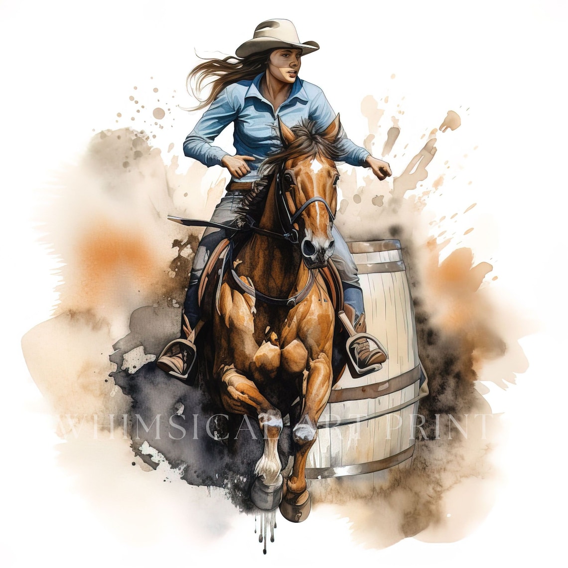 Barrel Racer and Horse Clipart, Horseback Riding Clipart, Watercolor ...
